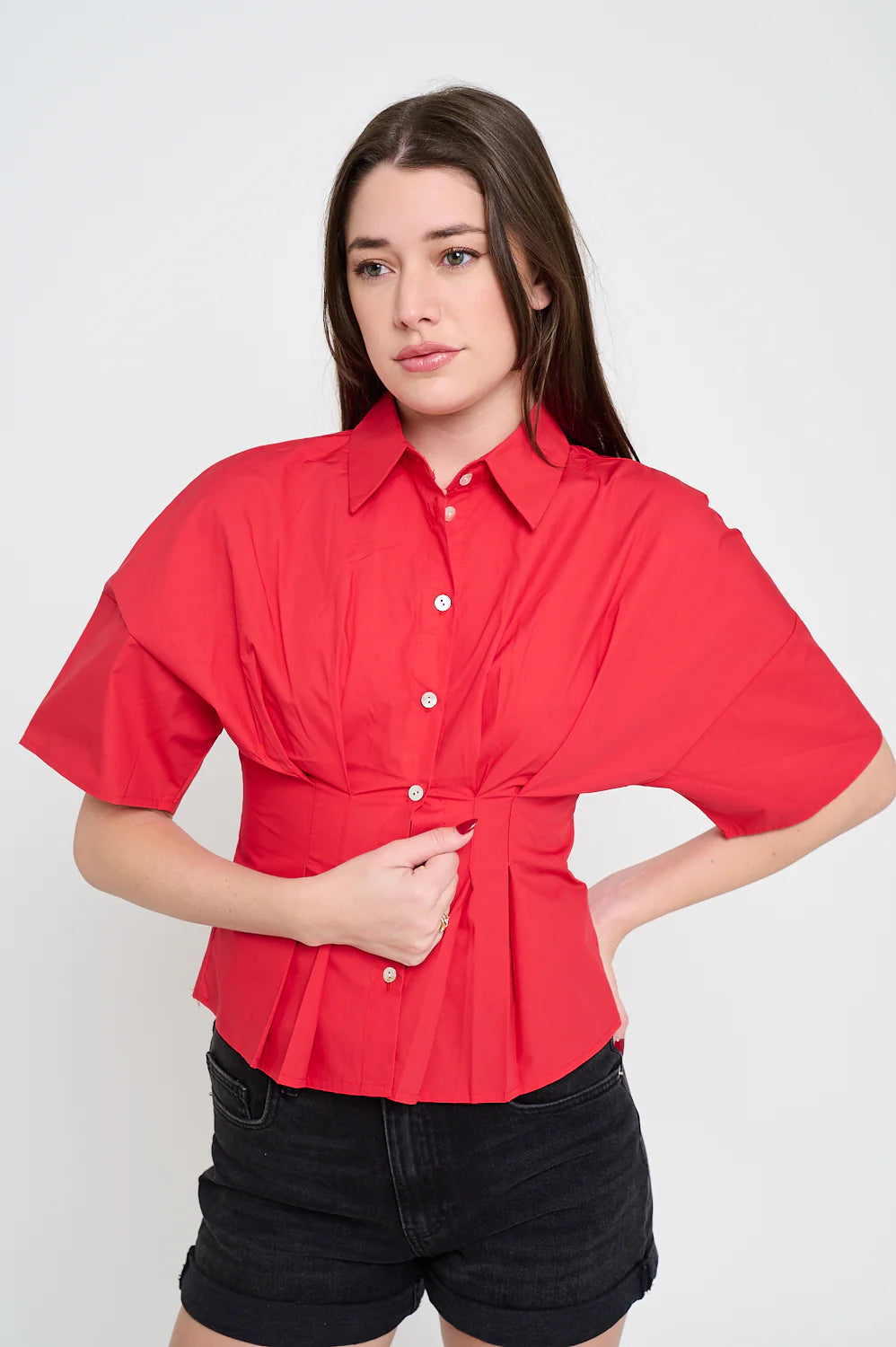 Red Poplin Pin-Tucked Shirt – The Style Concierge